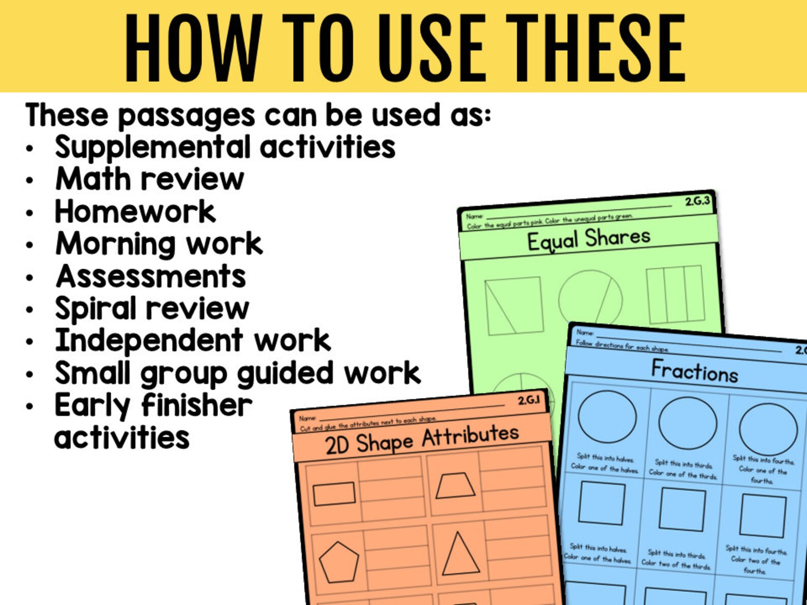 2D Shapes 3D Shapes Worksheets, Fractions, Partitioning 2nd Grade ...
