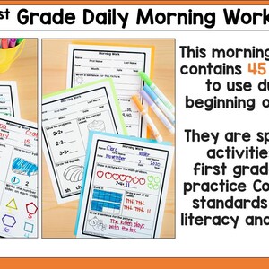 1st Quarter First Grade Morning Work Set 1, Morning Work 1st Grade ...