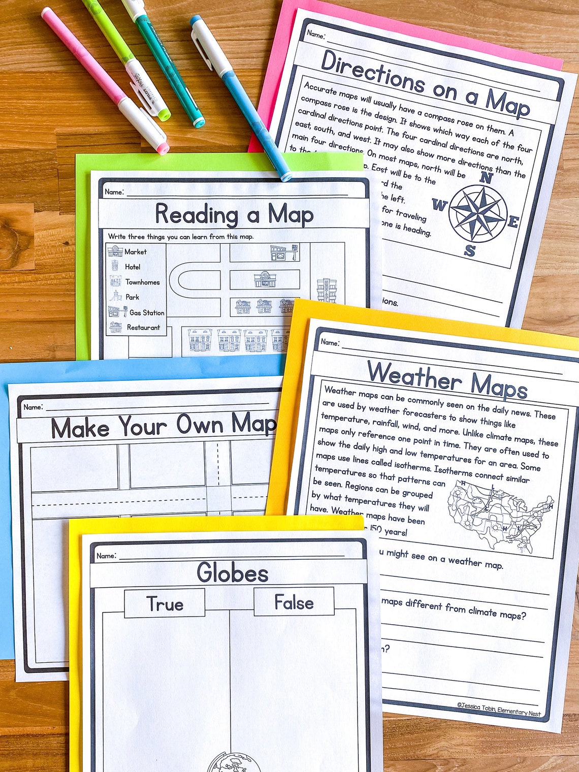 Maps, Map Skills, Types of Maps Unit Reading Passages and Worksheets ...