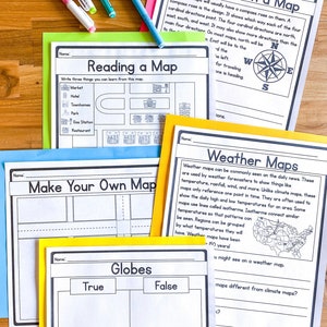 Map Skills Unit: Social Studies Reading Passages & Worksheets (PDF) - Etsy