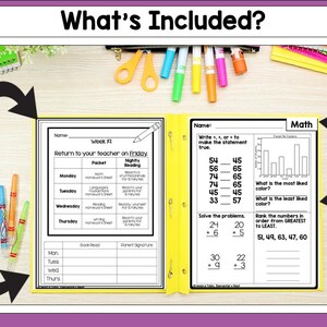 3rd Quarter 1st Grade Homework With Folder Cover, ELA and Math Review ...