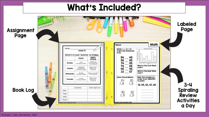 3rd Quarter 1st Grade Homework With Folder Cover, ELA and Math Review ...