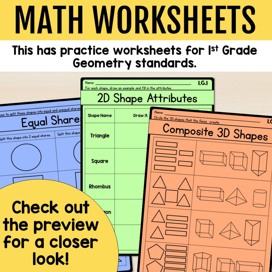 Shapes Worksheets, 3D Shapes Worksheets, 2D & 3D Shapes, 1st Grade Math ...