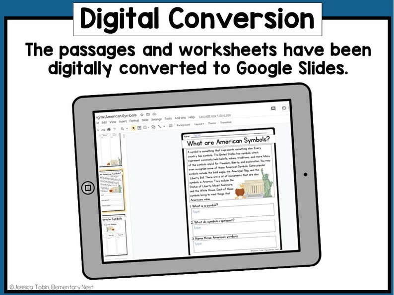 American Symbols Worksheets and Comprehension Reading Passages ...