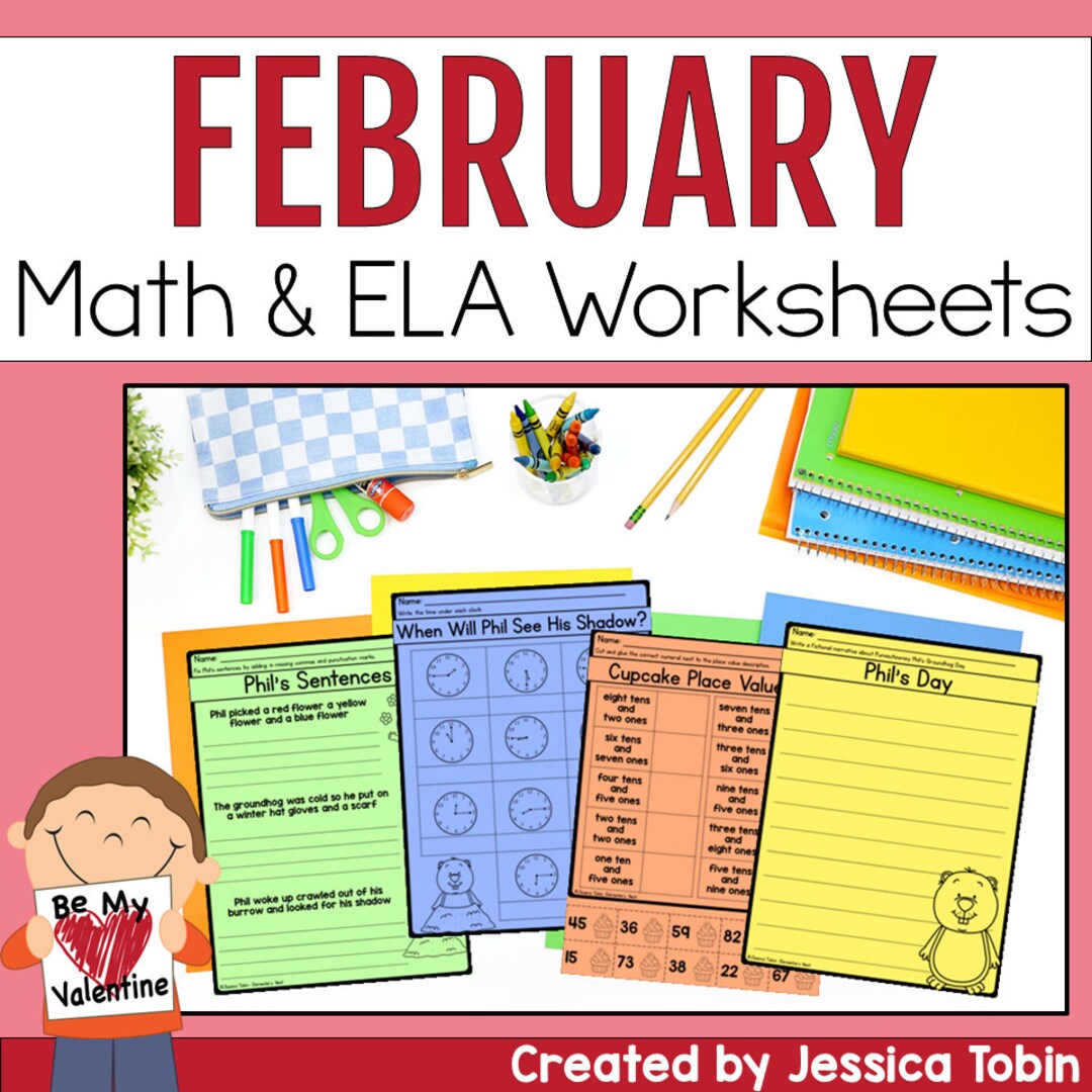 February Worksheets Math, Writing, Language Activities Valentine's Day ...