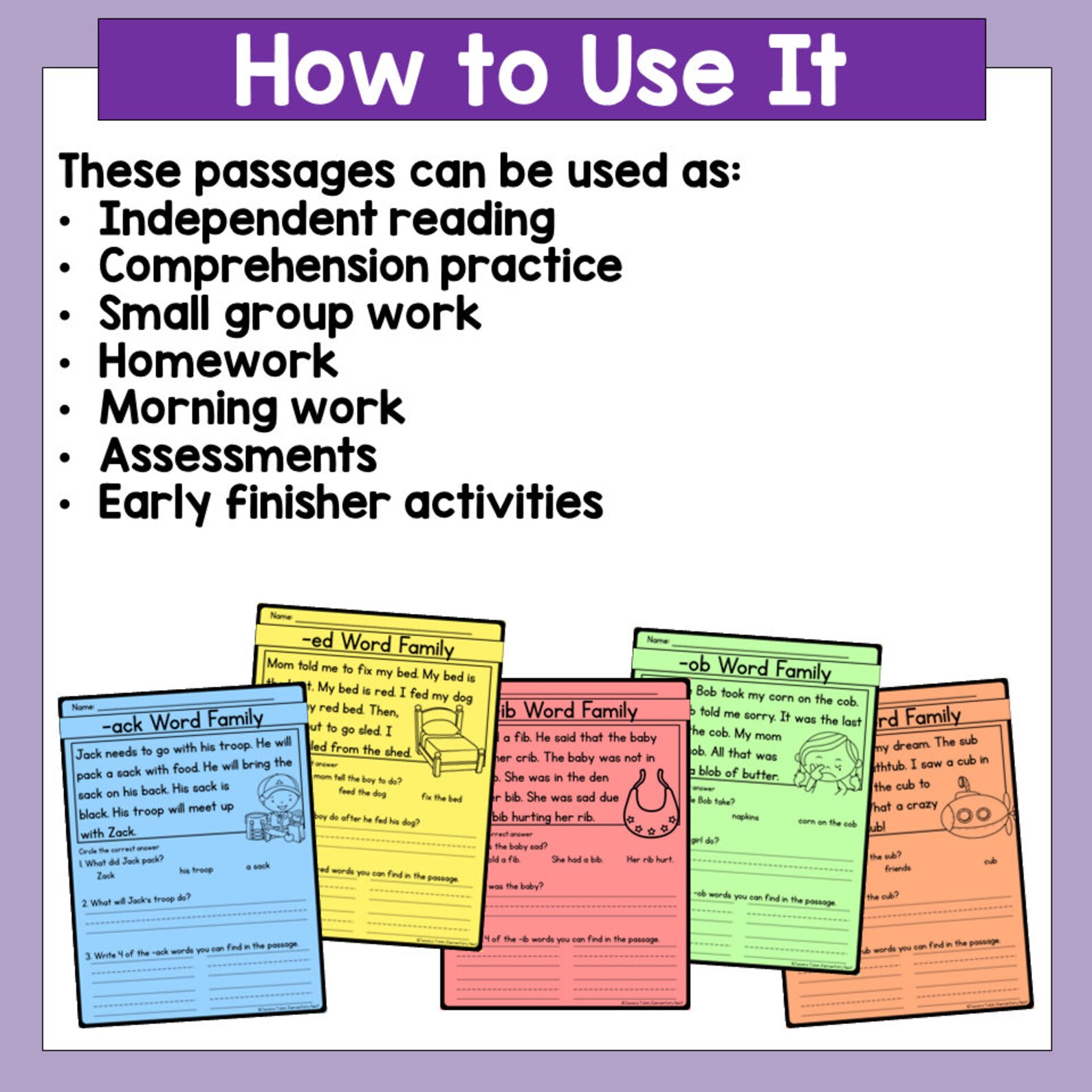 Decodable Readers Passages Science of Reading CVC Word Families Reading ...