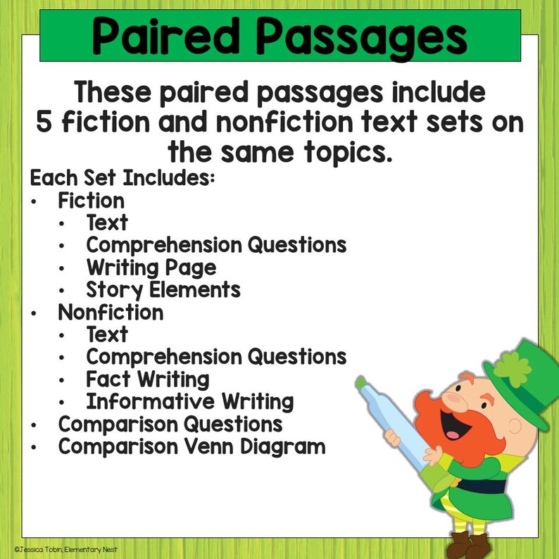 Paired Passages March, Reading Passages With Spring, St. Patrick's Day ...