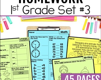 3rd Quarter Kindergarten Homework Packet With Folder Cover, ELA and ...