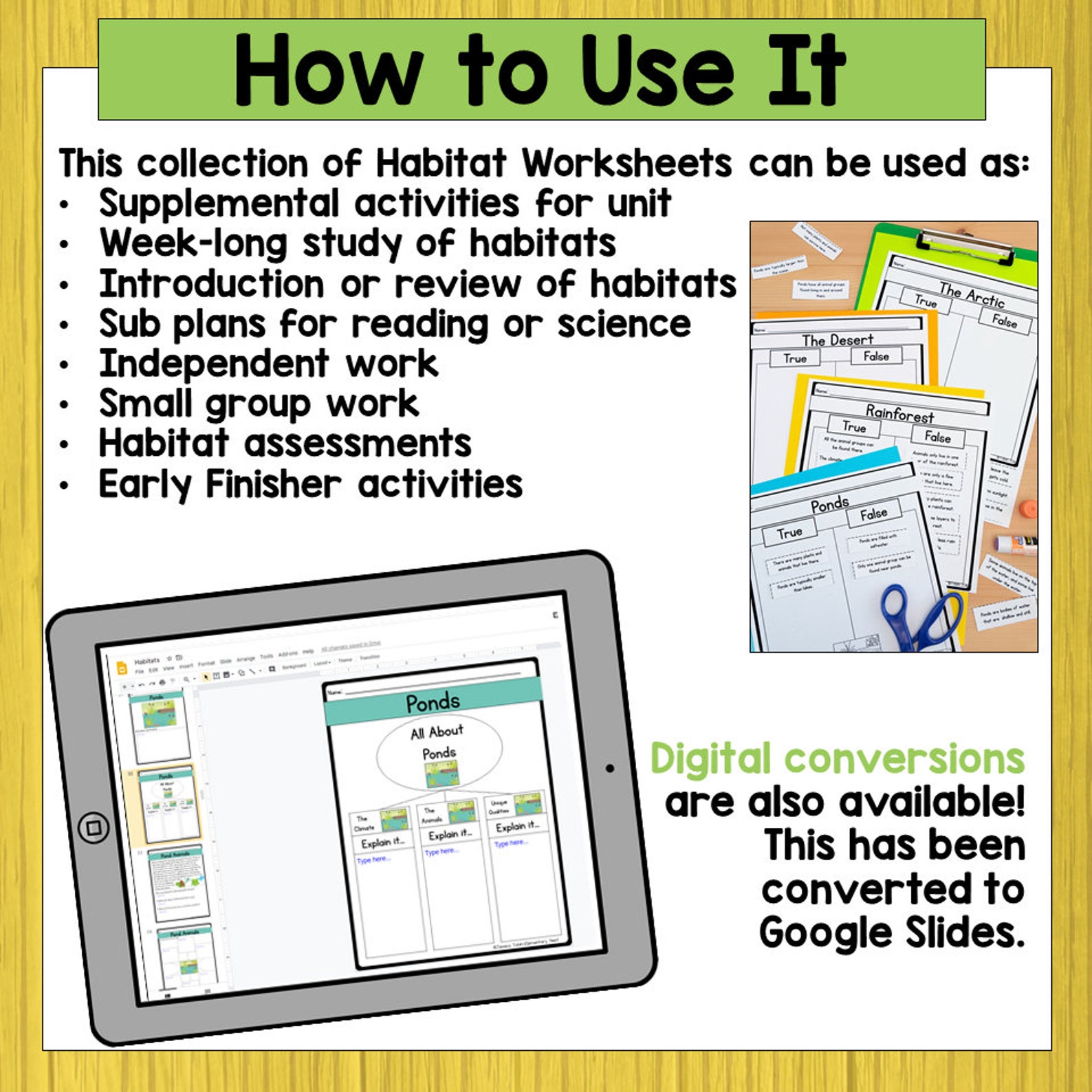 Habitats Worksheets and Reading Passages and Review, Animal Habitats ...