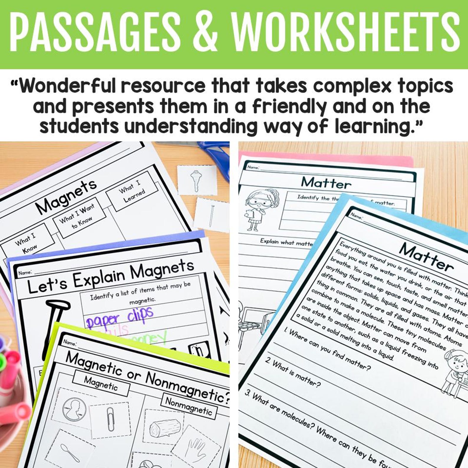 Science Worksheets Bundle: Reading Comprehension and Worksheets, Grades ...