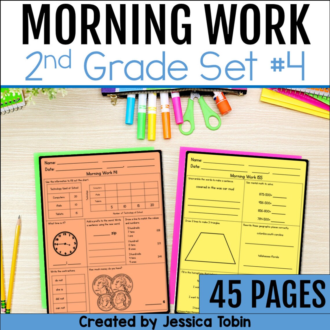 4th Quarter Morning Work 2nd Grade - Math, Phonics, ELA Review ...