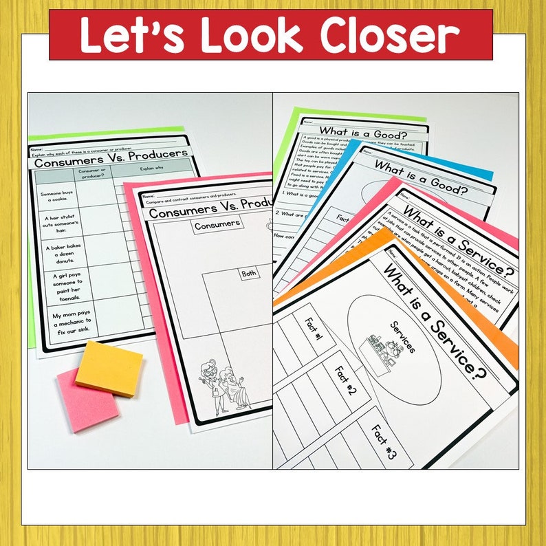 Economics, Goods and Services, Wants & Needs, Worksheets and Reading ...