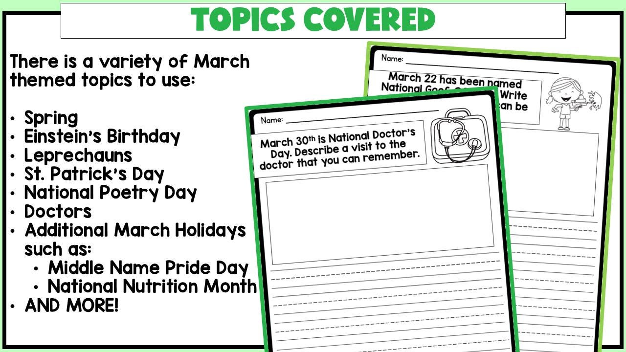 March Writing Prompts - Journal, Digital, or Paper - Spring Writing ...