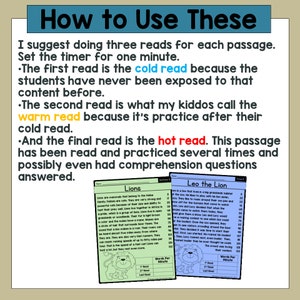 Animals Reading Fluency Passages With Comprehension & Reading Fluency ...
