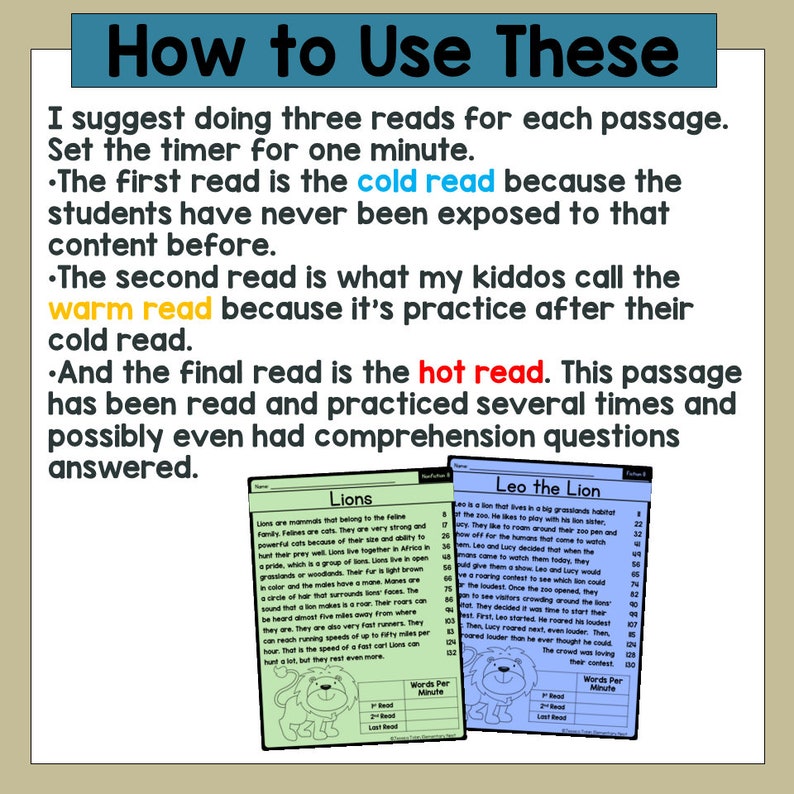 Animals Reading Fluency Passages With Comprehension & Reading Fluency ...