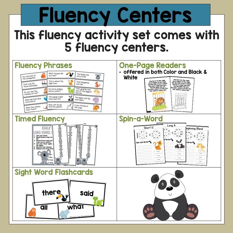 Animals Reading Fluency Passages and Centers 3rd Grade 2nd Grade ...