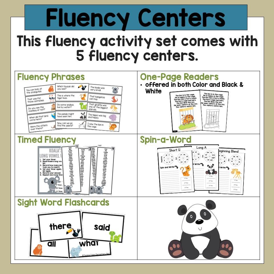 Animals Reading Fluency Passages and Centers 3rd Grade 2nd Grade ...