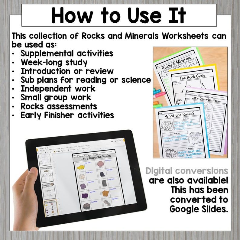 Rocks and Minerals Worksheets and Passages, Types of Rocks & Rock Cycle ...