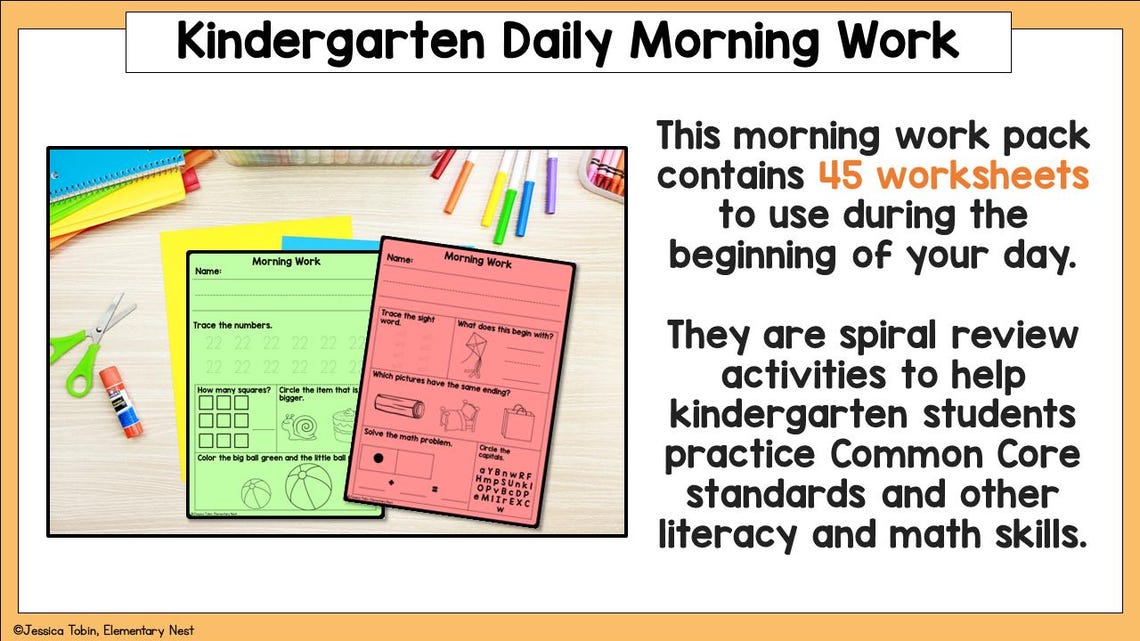 2nd Quarter Kindergarten Morning Work - Math, Grammar, and Reading ...