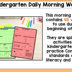 2nd Quarter Kindergarten Morning Work - Math, Grammar, and Reading ...