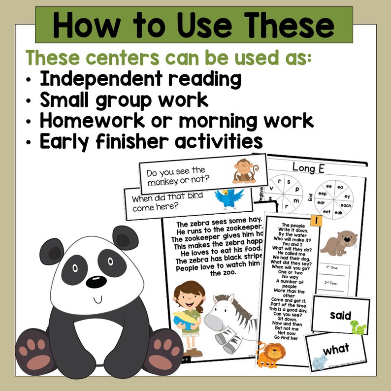 Animals Reading Fluency Practice Centers Oral Reading Fluency Skills ...