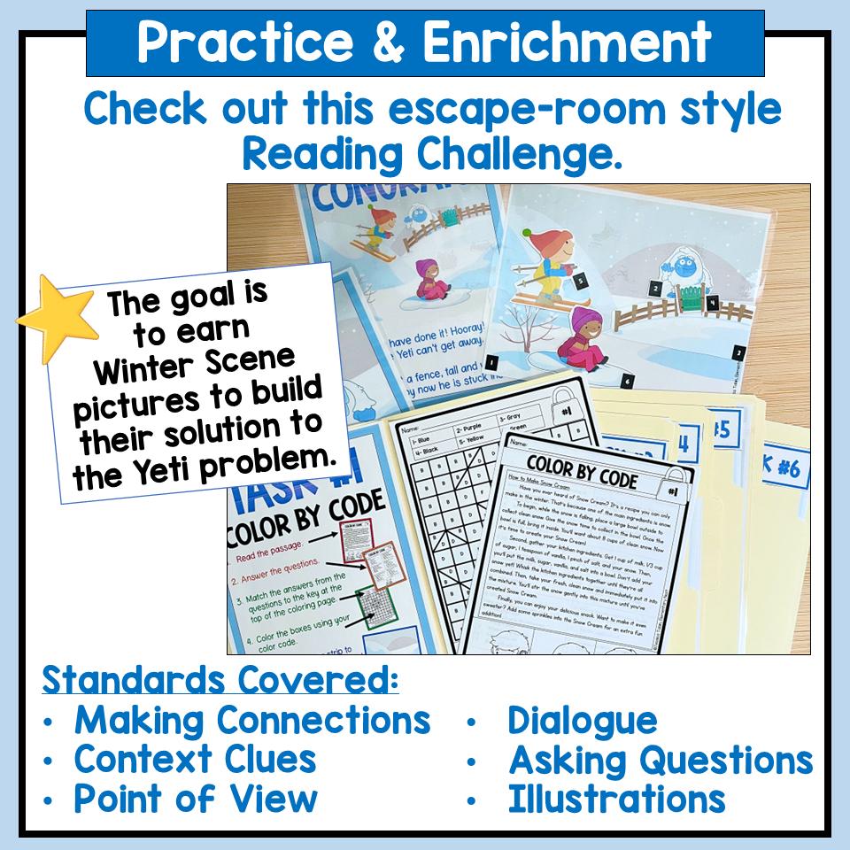 Winter Reading Comprehension Escape Room Winter Challenge Fun Winter ...