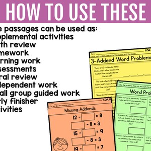 Addition and Subtraction Within 20 Word Problem Addition & Subtraction ...