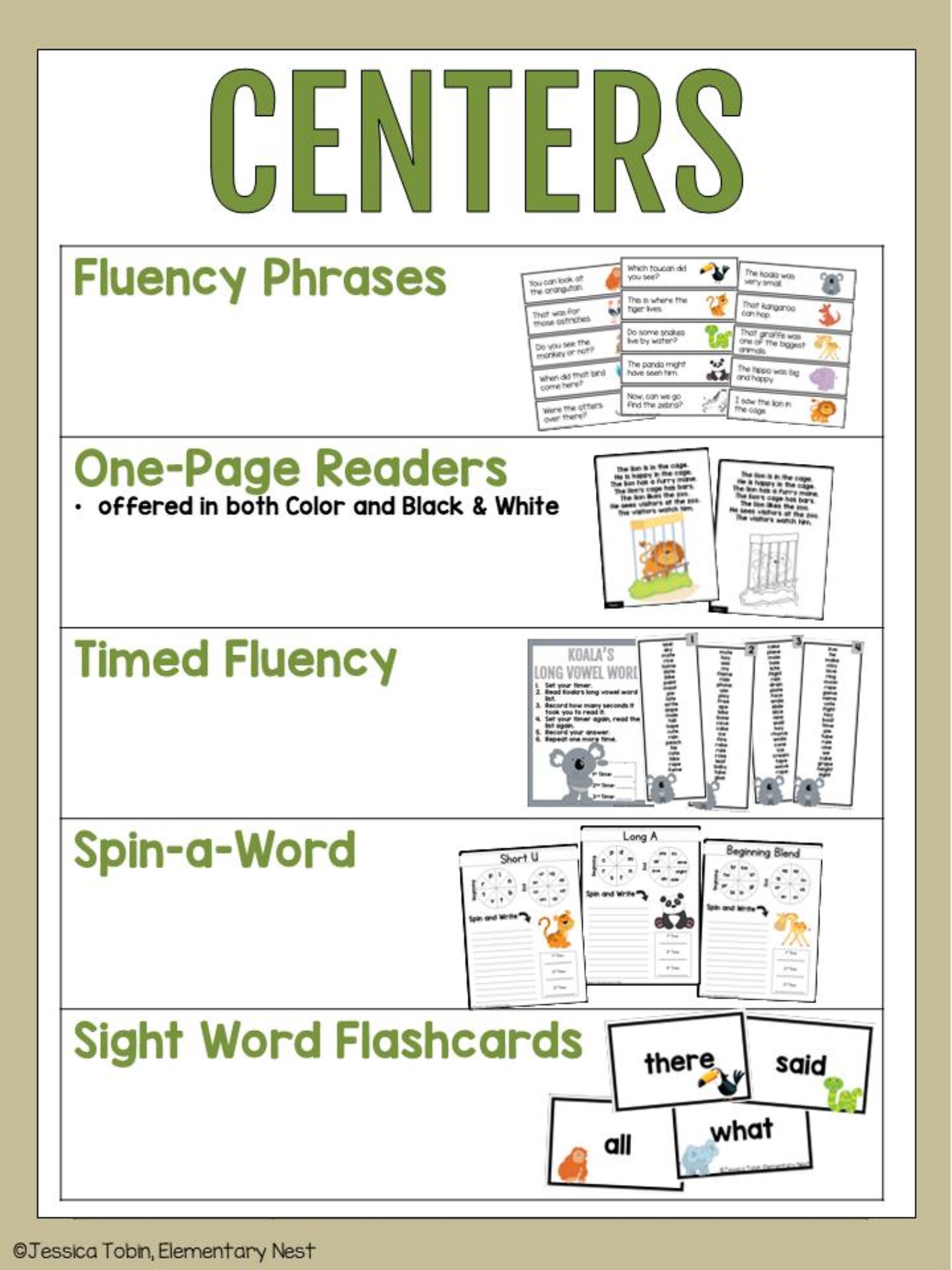 Animals Reading Fluency Passages and Centers 3rd Grade 2nd Grade ...