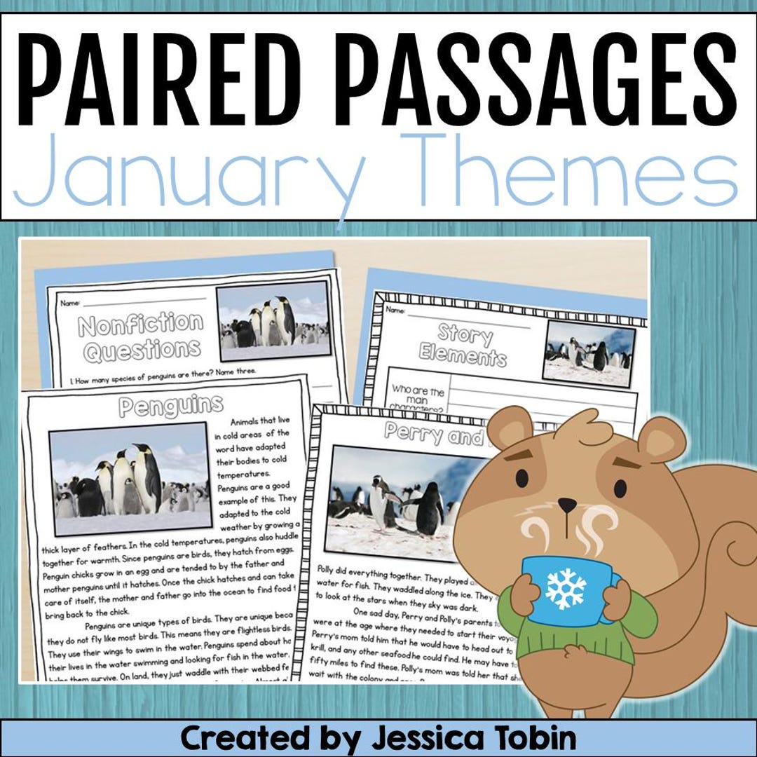 January Reading Paired Passages - Winter Reading and Writing Activities ...
