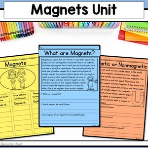 Magnets Unit and Magnetism Activities, Worksheets, and Reading Passages ...