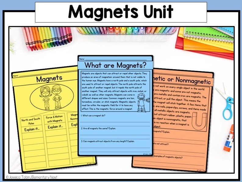 Magnets Unit and Magnetism Activities, Worksheets, and Reading Passages ...
