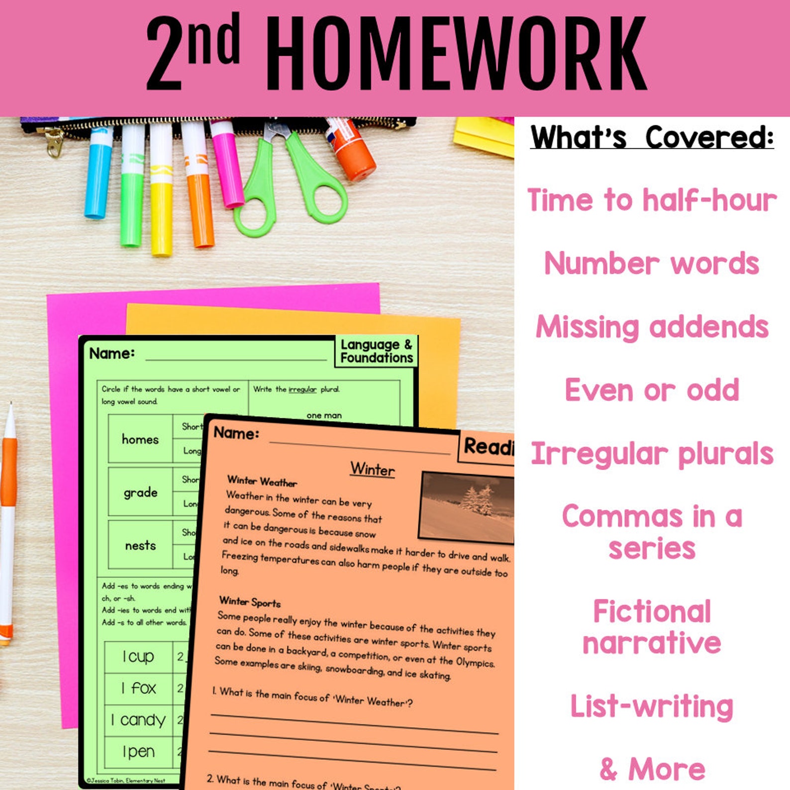 Homework, Homework Sheets With Homework Folder Labels, 2nd Grade ...
