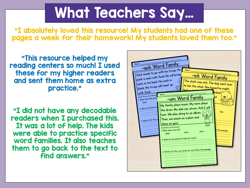 Decodable Readers Passages Science of Reading CVC Word Families Reading ...