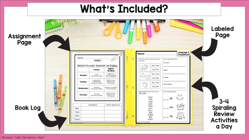 1st Quarter 2nd Grade Homework With Folder Cover, ELA and Math Review ...