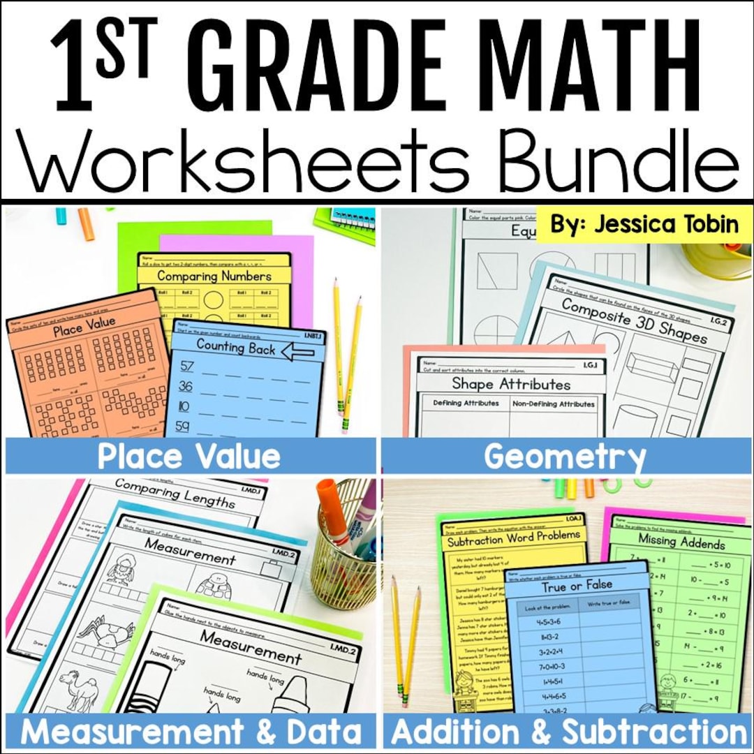 1st Grade Math Worksheets Bundle Fun Math Worksheets 1st Grade Math ...