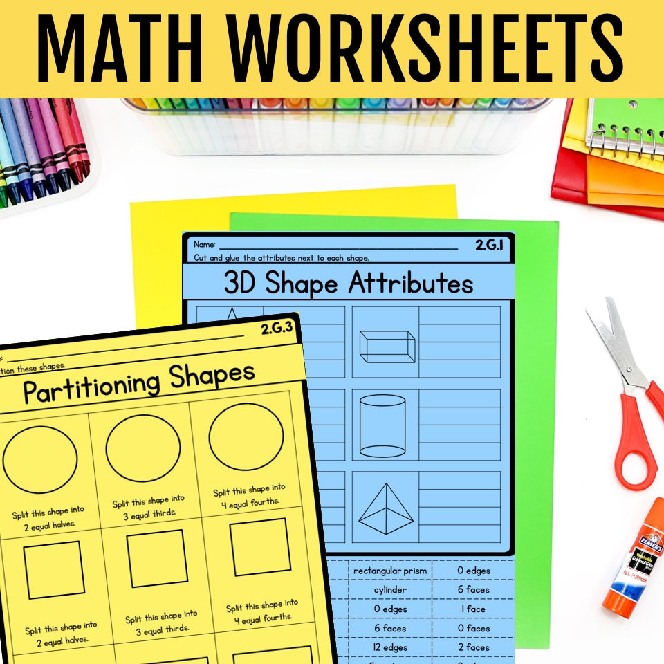 2D Shapes 3D Shapes Worksheets, Fractions, Partitioning 2nd Grade ...
