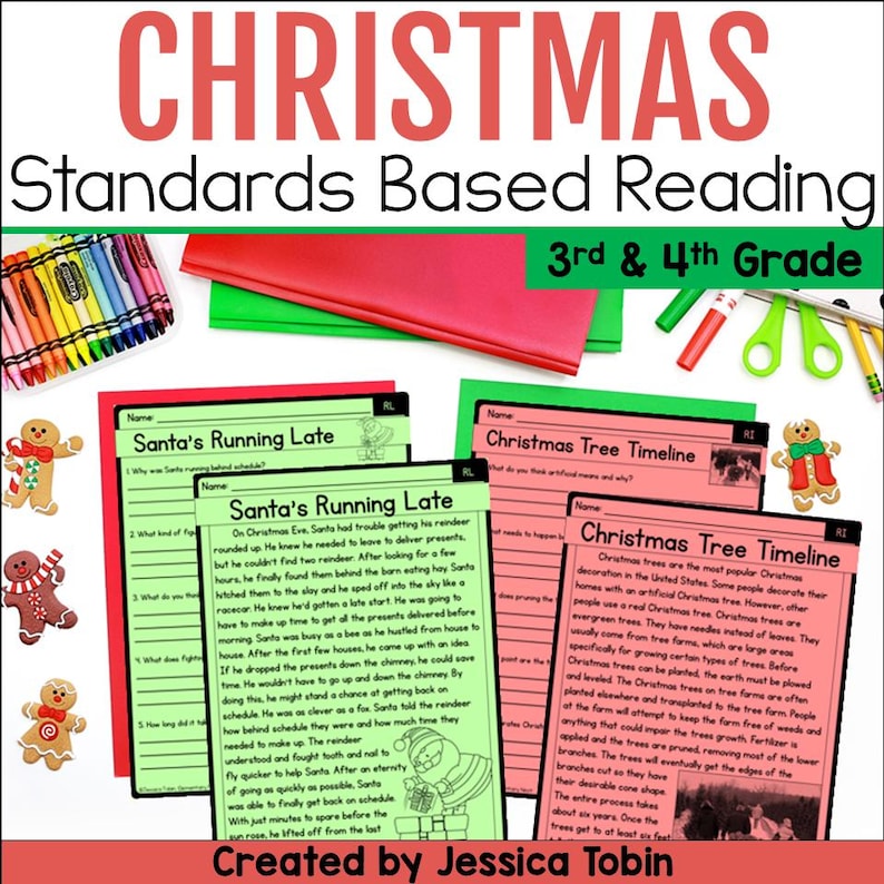 December Reading Comprehension, 4th 3rd Grade Christmas Reading ...