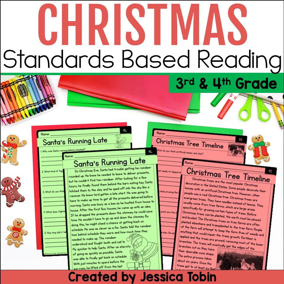 December Reading Comprehension, 4th 3rd Grade Christmas Reading ...