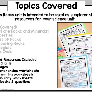 Rocks and Minerals Worksheets and Passages, Types of Rocks & Rock Cycle ...