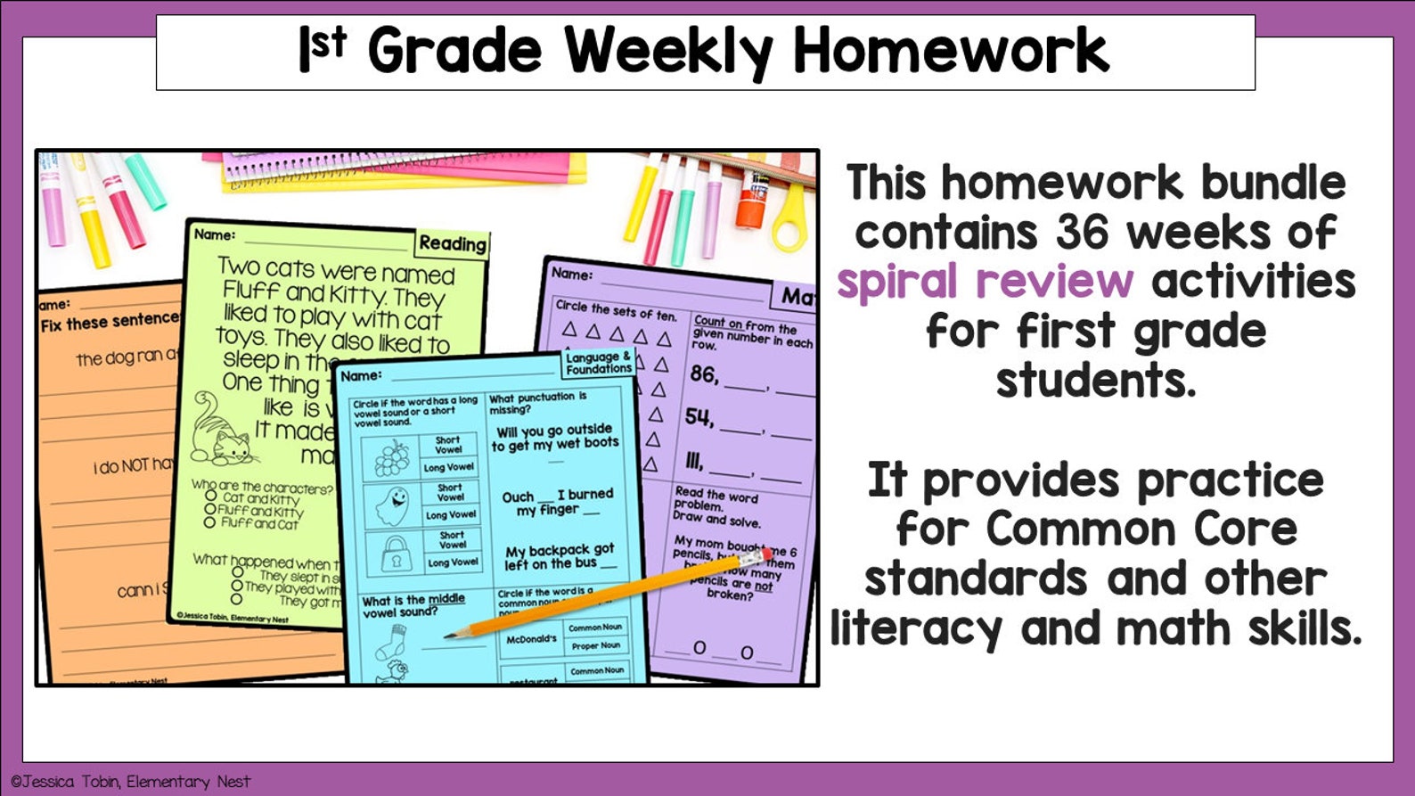 Homework, 1st Grade Homework, Weekly Homework W/ Homework Folder Cover ...