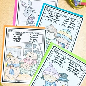 Winter Activities Color by Number and Sight Word Winter Coloring Pages ...