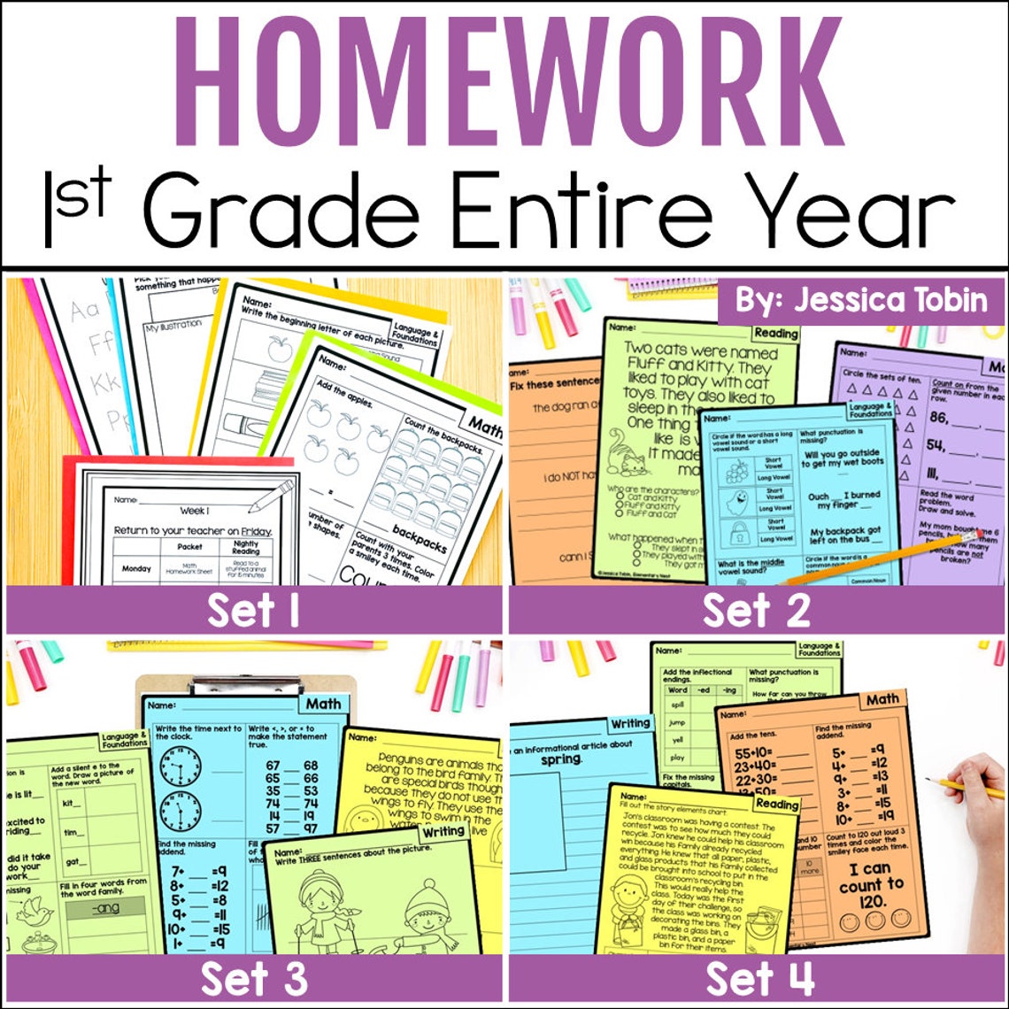 Homework, 1st Grade Homework, Weekly Homework W/ Homework Folder Cover ...