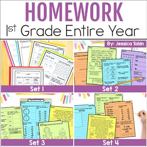 Homework, 1st Grade Homework, Weekly Homework W/ Homework Folder Cover ...