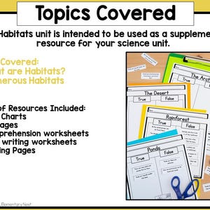 Habitats Worksheets and Reading Passages and Review, Animal Habitats ...