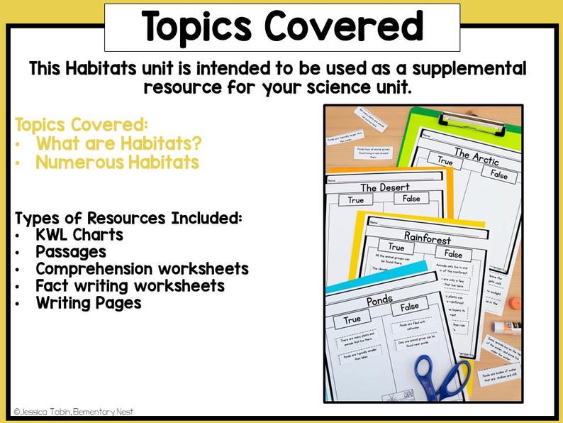 Habitats Worksheets and Reading Passages and Review, Animal Habitats ...