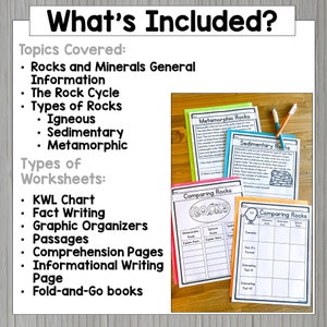 Rocks and Minerals Worksheets and Passages, Types of Rocks & Rock Cycle ...