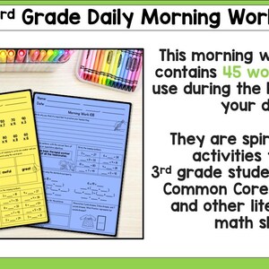 3rd Quarter Third Grade Morning Work - Math, Grammar, Reading Spiral ...
