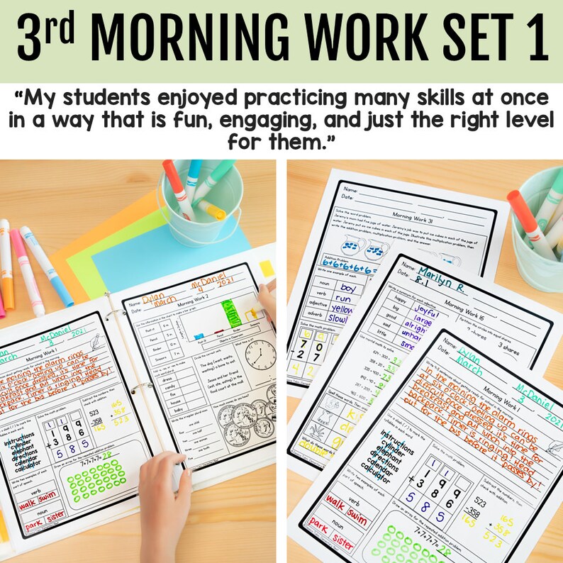 1st Quarter Morning Work 3rd Grade, 3rd Grade ELA Spiral Review, Math ...