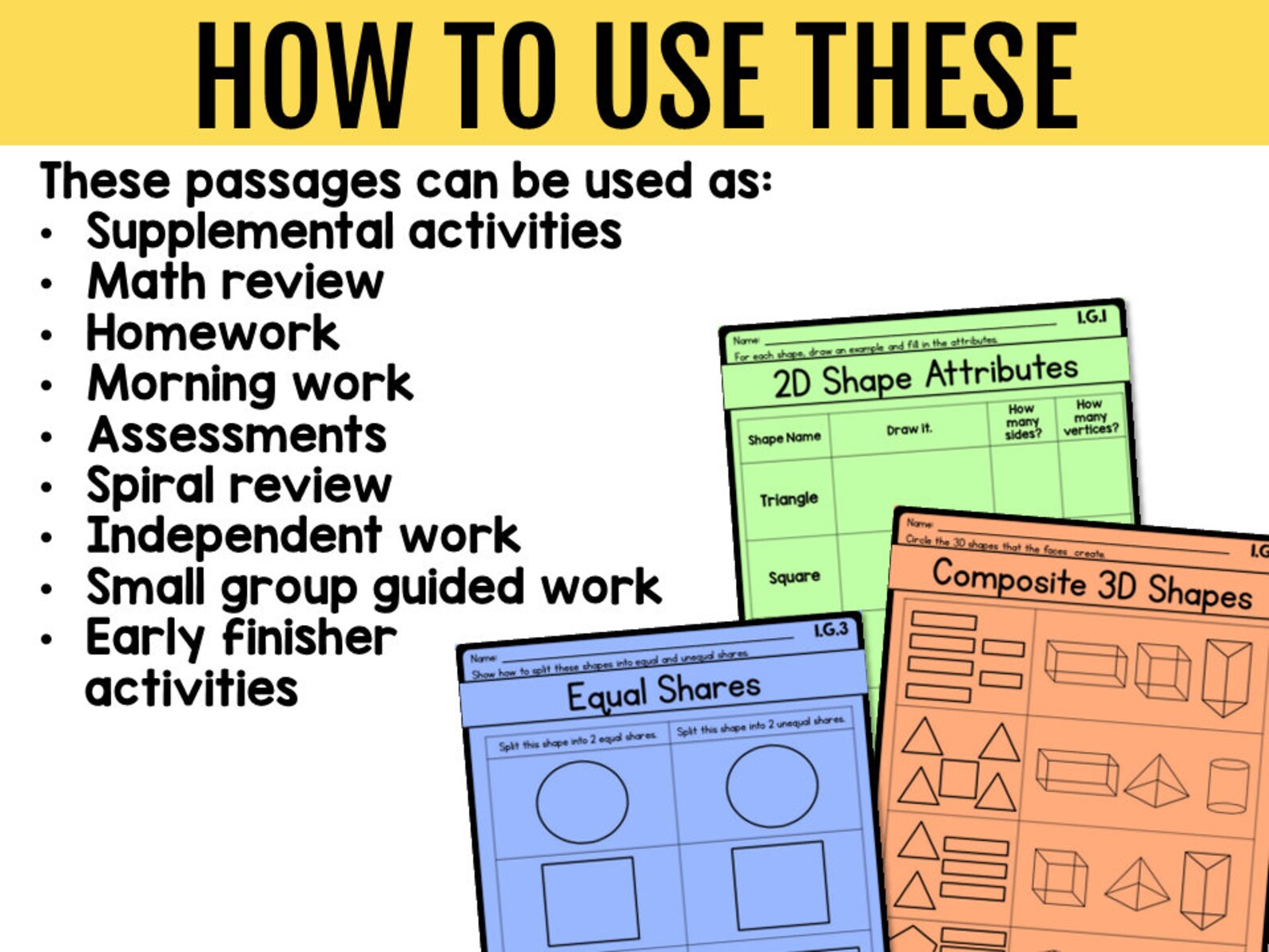 Shapes Worksheets, 3D Shapes Worksheets, 2D & 3D Shapes, 1st Grade Math ...