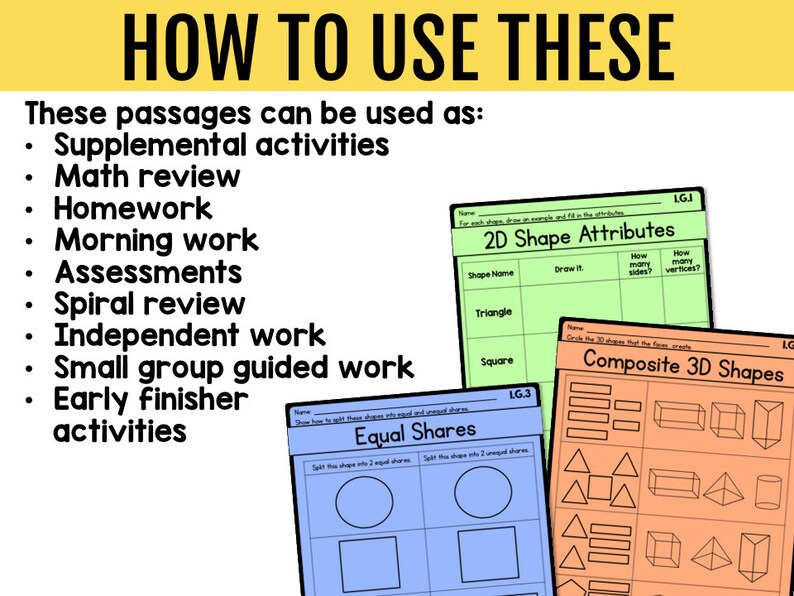1st Grade Geometry Worksheets: 2D & 3D Shapes (PDF) - Etsy